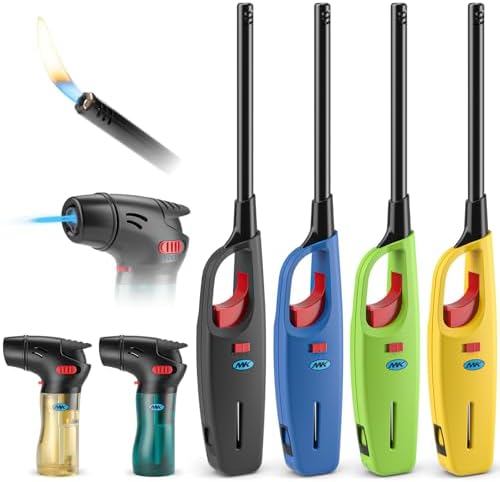 Amazon.com: MK Lighter 6-Pack Multi-Purpose Butane Lighters – 4 Large ...