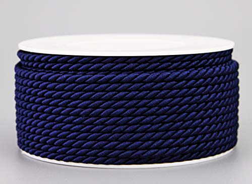 25 m x 4 mm Cord Dark Blue Roll Decorative Twist Cord with Gloss Blue ...