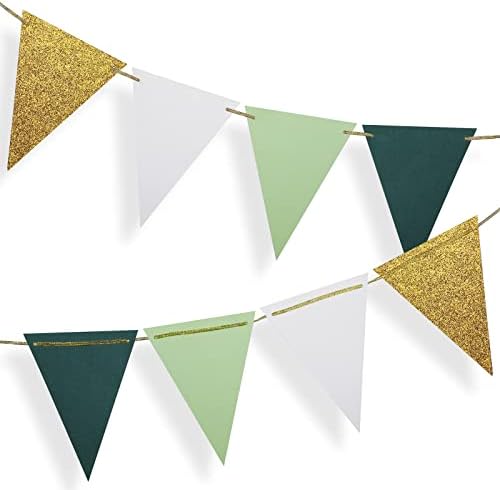 Amazon.com: 32Ft Green Brown Woodland Party Decorations Fabric Triangle ...
