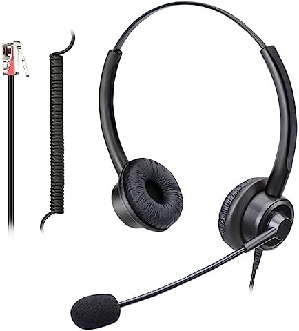 Amazon.com: RJ9 Telephone Headset with Microphone Noise Cancelling ...