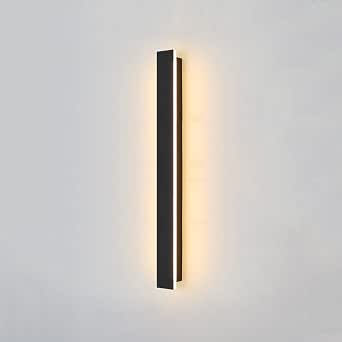 Jadssox Outdoor Linear Strip Wall Sconce LED Black Wall Light ...