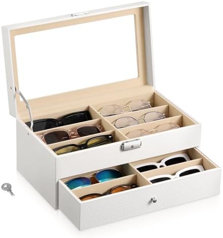 Amazon.com: MAHIONG 12 Slot Sunglasses Storage Organizer, Double-Layer ...