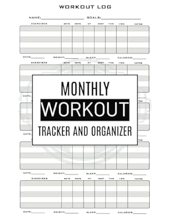 Monthly Workout Log And Organizer: Simple Workout Log Spreadsheet For ...