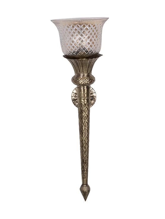 S&A Home Decor Brass Cone Mashal Wall Light with Glass Shade, Torch ...