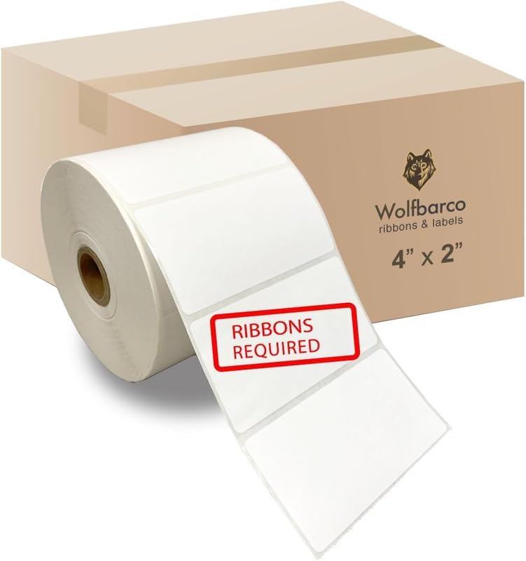 Amazon.com : 8 Rolls Thermal Transfer Paper Label/Industrial Grade 4" x ...
