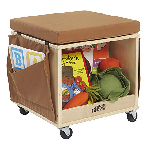 Amazon.com: ECR4Kids Birch Hardwood and Canvas Mobile Teacher Stool ...