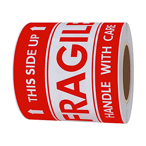 Snapklik.com : Hybsk This Side Up Fragile Stickers 3x5 Inch Handle