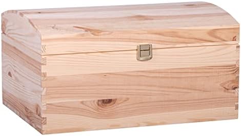 DECOCRAFT XXL EXTRA LARGE TREASURE CHEST PLAIN WOODEN BOX WOOD KEEPSAKE ...