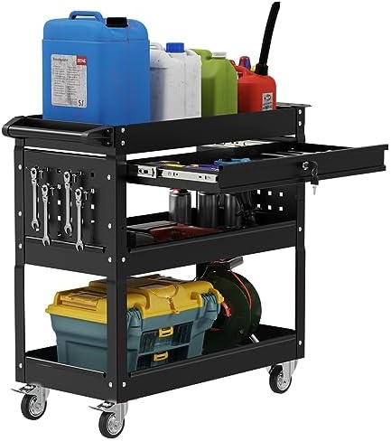 Amazon.com: Heavy Duty 3 Tier Tool Cart, Mechanic Metal Rolling Tool ...