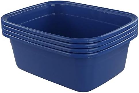 Morcte 4-Pack Plastic Washing Up Bowls, Rectangular Washing Basin, Blue ...