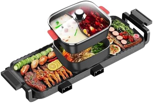 Amazon.com: 2 in 1 Electric BBQ Grill Hot Pot, Hot Pot with Grill, Non ...