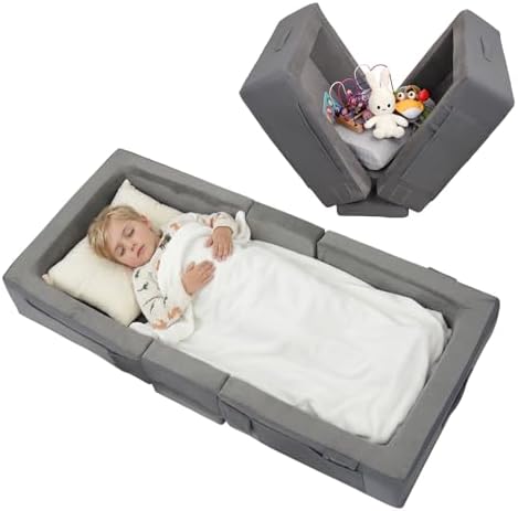 Amazon.com: ENITYA Toddler Travel Bed – Portable Foldable Soft Foam ...