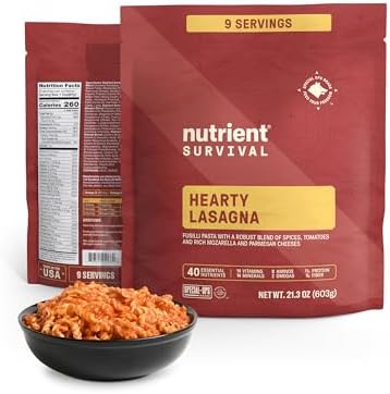 Amazon.com: Nutrient Survival MRE Hearty Lasagna, Ready to Eat Meals (9 ...