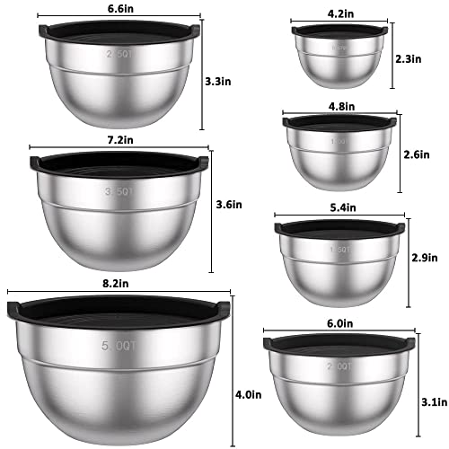 Buy 7PCS Mixing Bowls with Lids Set, Stainless Steel Nesting Mixing ...