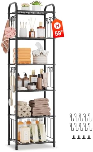 Amazon.com: 5-Tier Bathroom Storage Shelf, Heavy Duty Wire Shelving ...