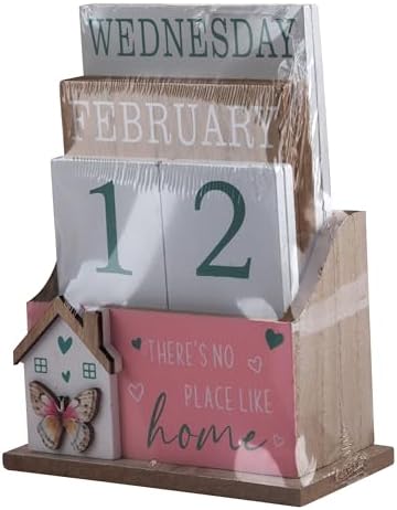 Lesser & Pavey Wooden Perpetual Home Calendar | Reusable Block Desk ...