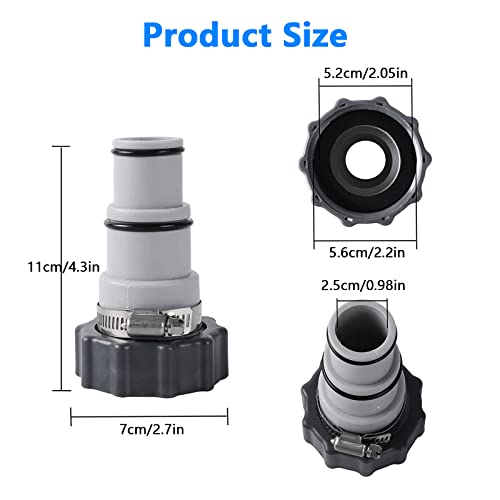 Pool Adapter A, 4 Piece Hose Adapter with 4 O-Ring 4 Hose Clamp 1 ...