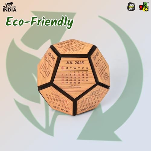 GKD Wooden Pentagon Calendar 2026 & Paperweight | Desk Calendar & Table ...