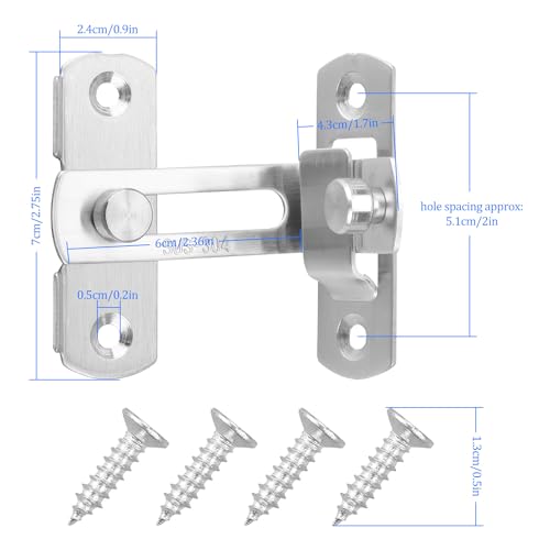 Rumyve Stainless Steel Security Right Angle Padlock Latch,90 Flip Slide ...