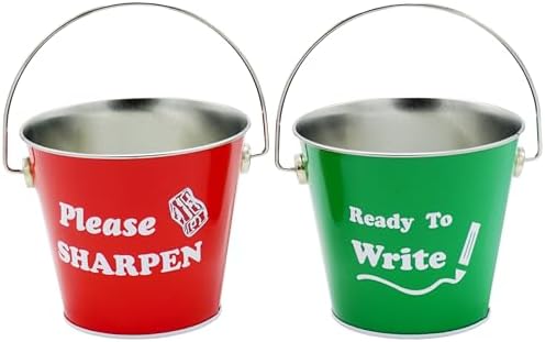 Amazon.com: 4E's Novelty Sharp and Dull Pencil Buckets - Set of 2 Metal ...