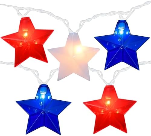 4th of July Decorations - LED Red White and Blue Lights Star Lights ...
