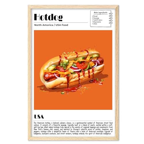 Amazon.com: Hot Dog Poster, Food Wall Art, USA Food Print, Modern ...