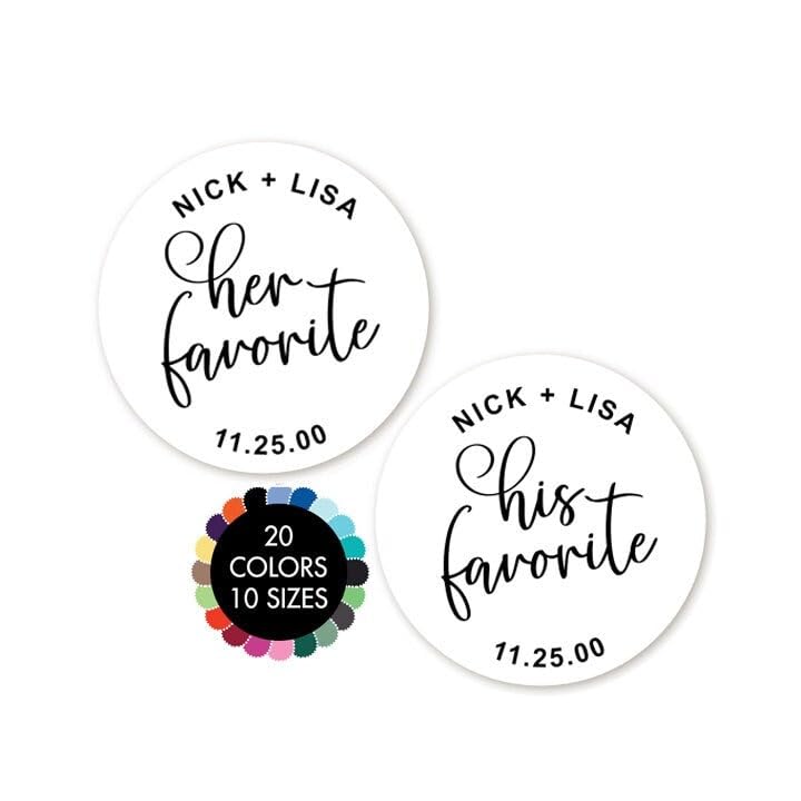 Amazon.com: His and Her Favorite Personalized Stickers, Wedding Candy ...
