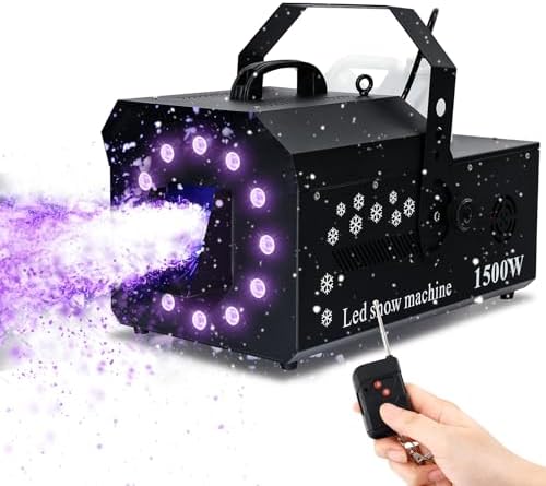 Amazon.com: TCFUNDY 1500W Snow Machine with Lights. DMX RGB 12 LED Snow ...