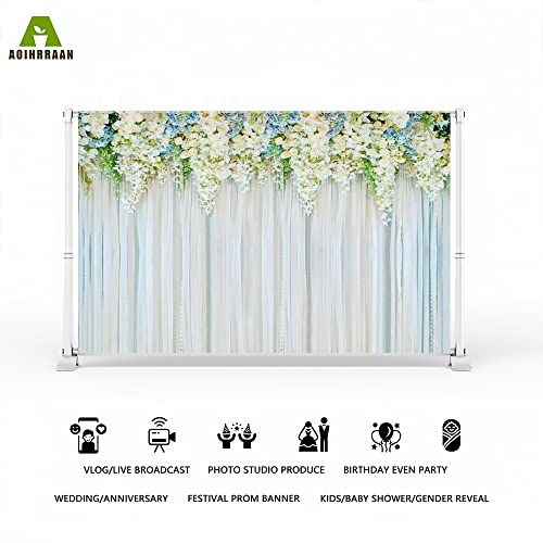 Aoihrraan 3x2m Wedding Backdrop Flower Floral Blossom White Curtains ...