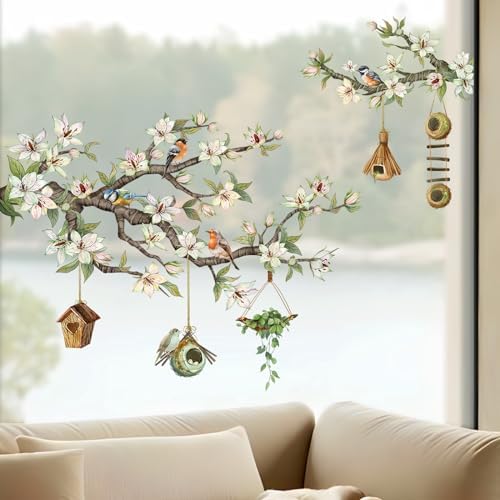 Amazon.com: Spring Birds Flower Branches Hanging Bird House Green ...
