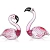 Amazon.com: LONGWIN Handmade Art Glass Flamingo Figurines 2 Pcs/Pair ...