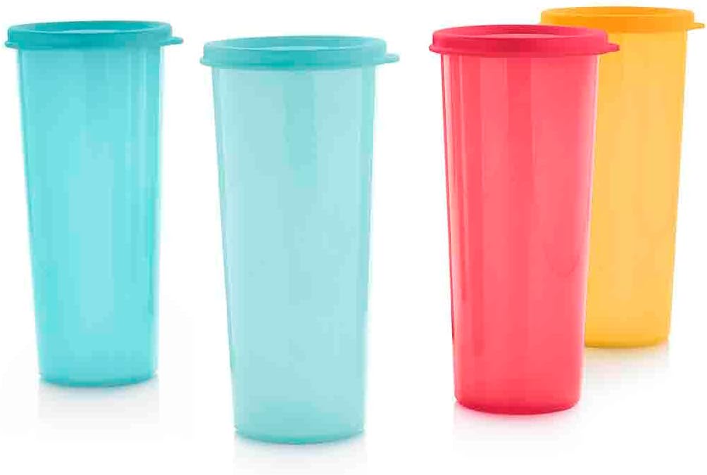Amazon.com | Tupperware Straight 16oz Stacking Tumbler Flat Seal Set of 4 Assorted Color, Large ...