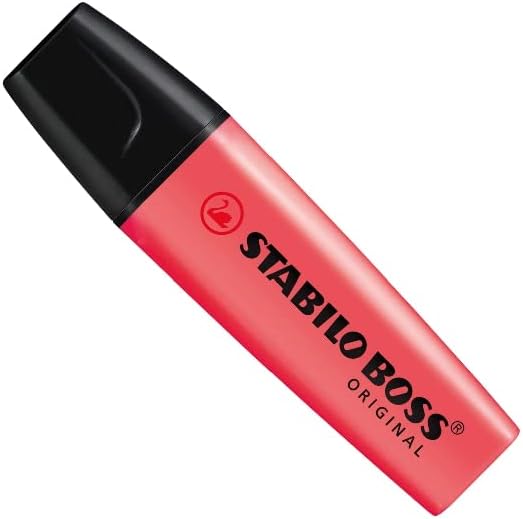 Highlighter - STABILO BOSS ORIGINAL - Pack of 4 - Red : Amazon.co.uk ...