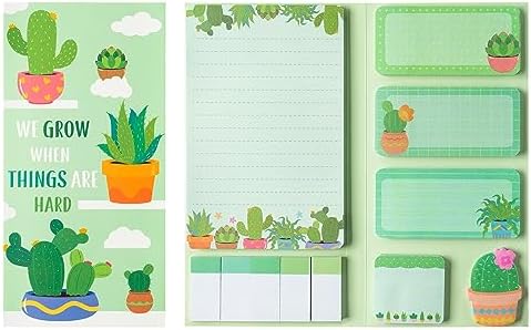 Positive Cactus Sticky Notes Set - 550 Sheets Cute Cactus Shaped Self ...
