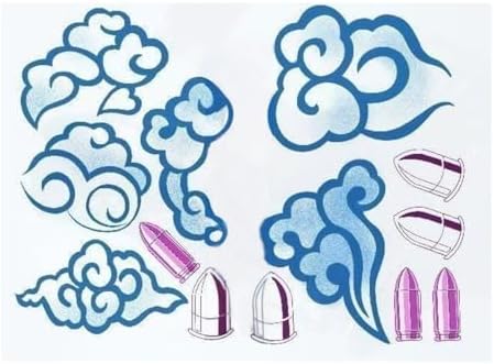 Amazon.com : Clouds Temporary Tattoos Full Set for Jinx Arcane Cosplay ...