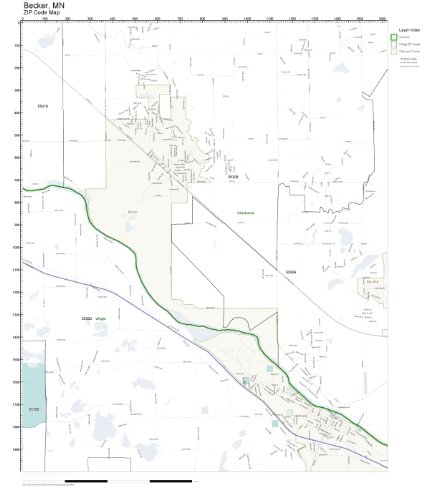 ZIP Code Wall Map of Becker, MN ZIP Code Map Laminated: Amazon.com ...