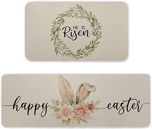 Amazon.com: Riakrum 2 Pcs Easter Kitchen Rug Easter Kitchen Mat Set ...