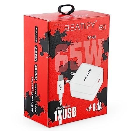 BEATIFY Charger C Type Fast Charging 65W Charger 2F/2F Original Adapter ...