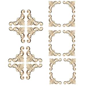 20 Pcs Wood Carved Applique,Wall Moulding Panels,Wood Appliques Onlays ...
