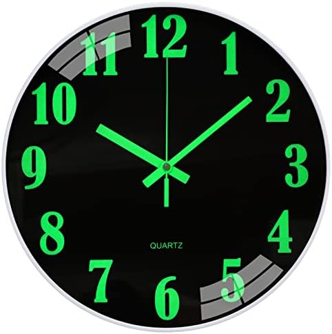 VIVILINEN 12inch Luminous Wall Clock Glow in the Dark, Silent Non ...