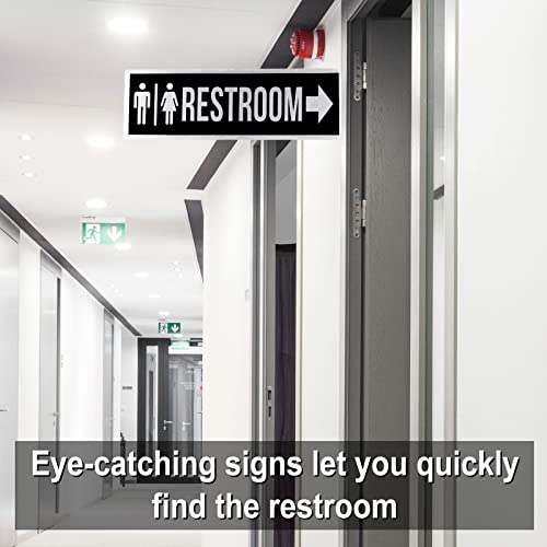 Snapklik.com : 2 Pcs Double Sided Metal Restroom Sign 12 X 4 Inch Black ...