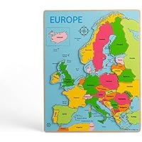 Bigjigs Toys, Europe World Map Puzzle, Wooden Toys, Jigsaw Puzzle ...