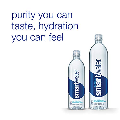 smartwater vapor distilled premium water bottles, 1 Liter, 6 Pack