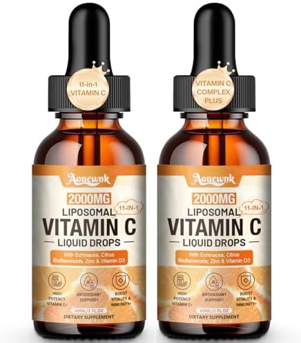 Amazon.com: 2 Packs Liposomal Vitamin C 2000mg Liquid Drops, 11-in-1 ...