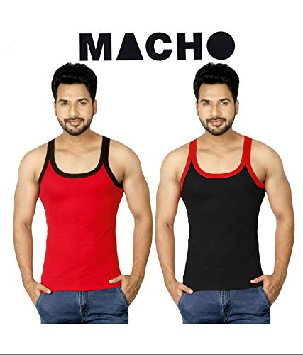 Buy Macho Sporto Men's Cotton Gym Vest Stretchable Vest (Pack of 3 ...