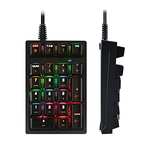 Numeric Keypad, Wired 21 Keys Blue Switch Mechanical Keyboard Color LED ...