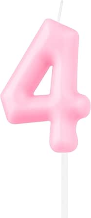 Amazon.com: iNINGER Macaron Pink Number 4 Candles,Pink 4th Birthday ...