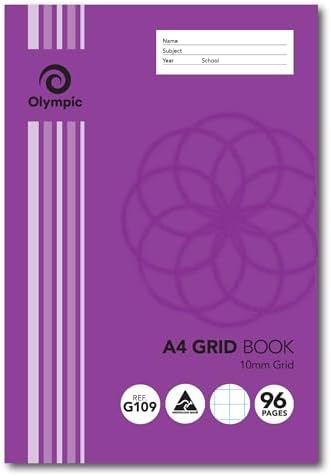 Olympic A4 Grid Book, 96 Pages, 10mm Squared Maths Book : Amazon.com.au ...