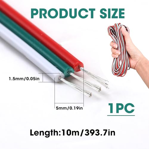 22AWG Electrical Wire 3 Core Cable – 33ft/10m 3 Pin Conductor Extension ...