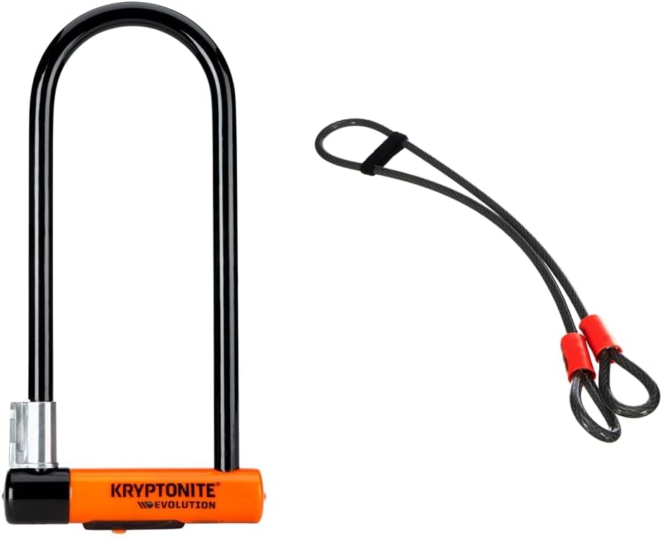 Kryptonite Evolution Lock with Flex Frame U-Bracket - Orange, Long Shackle & Evolution Mini-7 ...